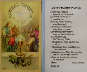 Confirmation Prayer Laminated Holy Card - Our Daily Bread Catholic Gifts